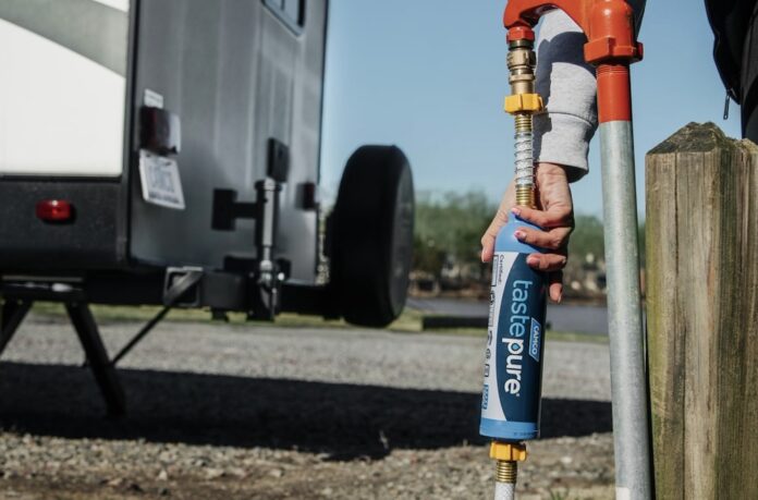 What is the best place to connect an RV water filter?