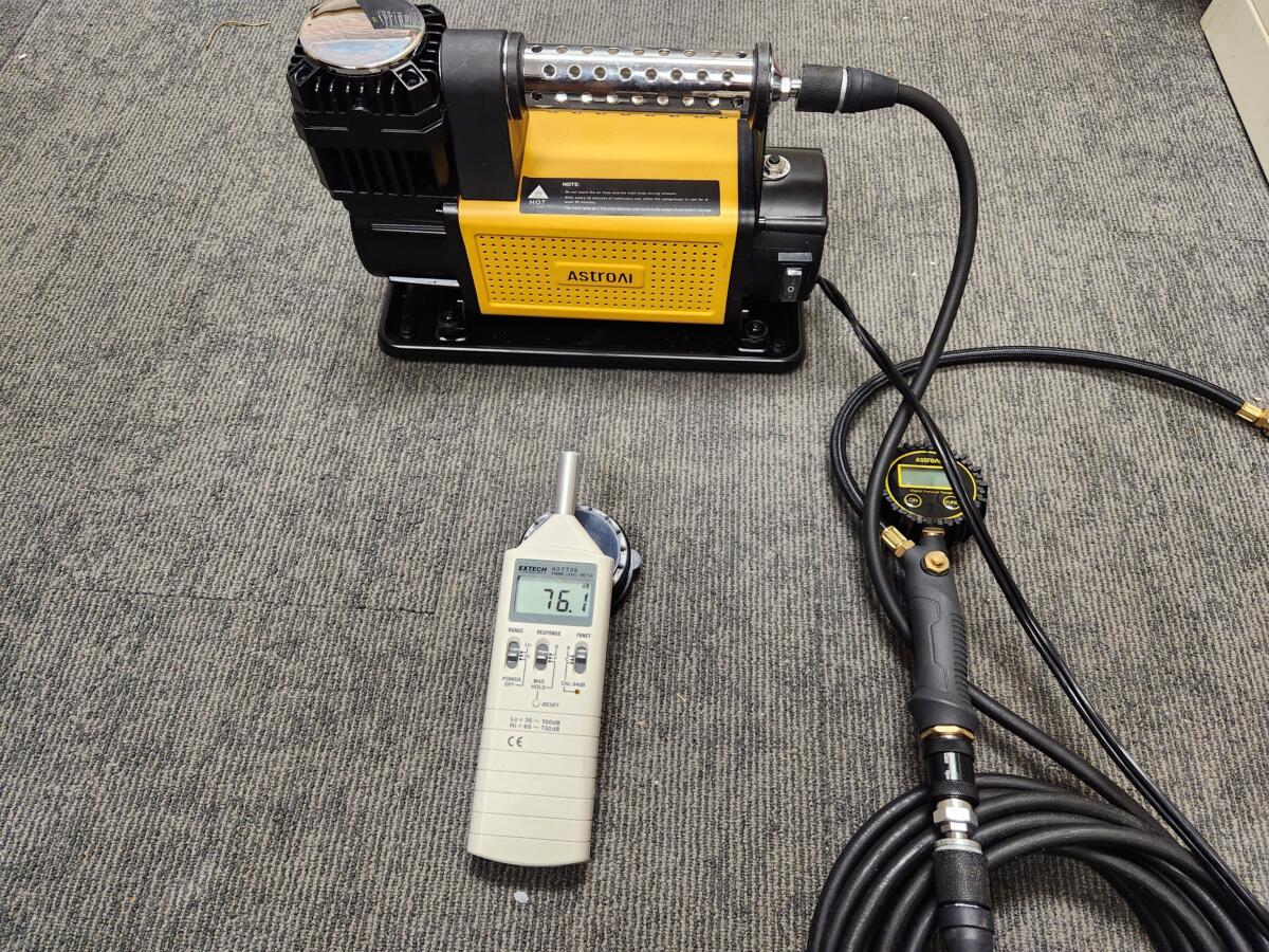 Powerful, quiet, portable air compressor fits in small compartments ...
