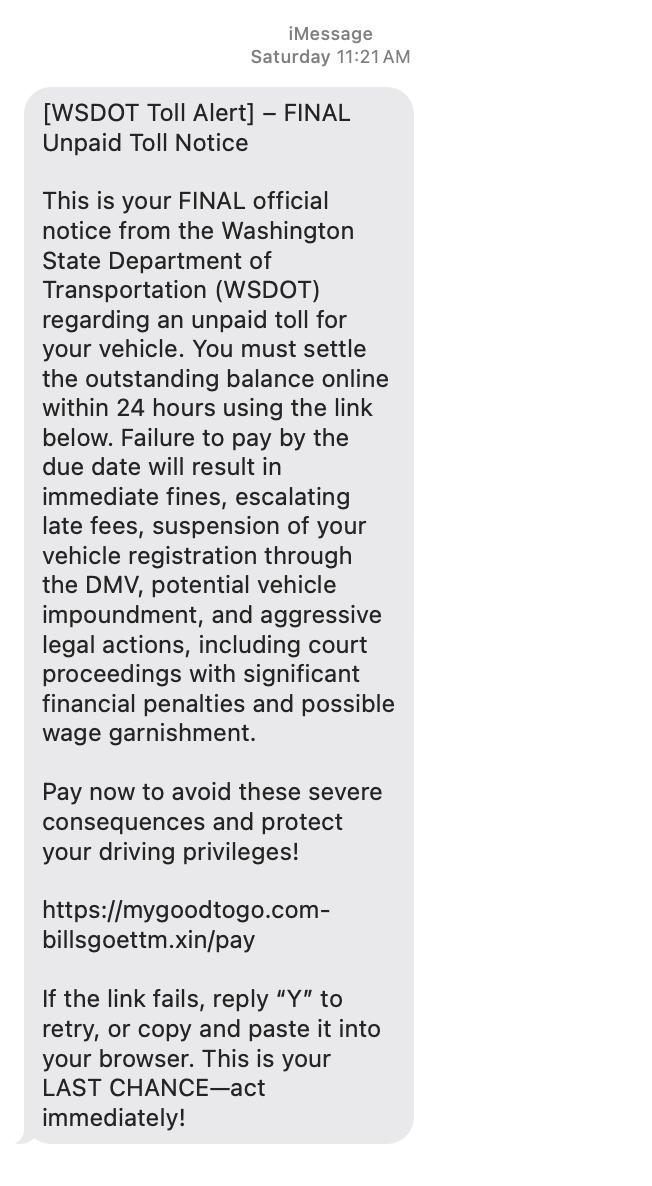 Unpaid toll scam targets drivers nationwide