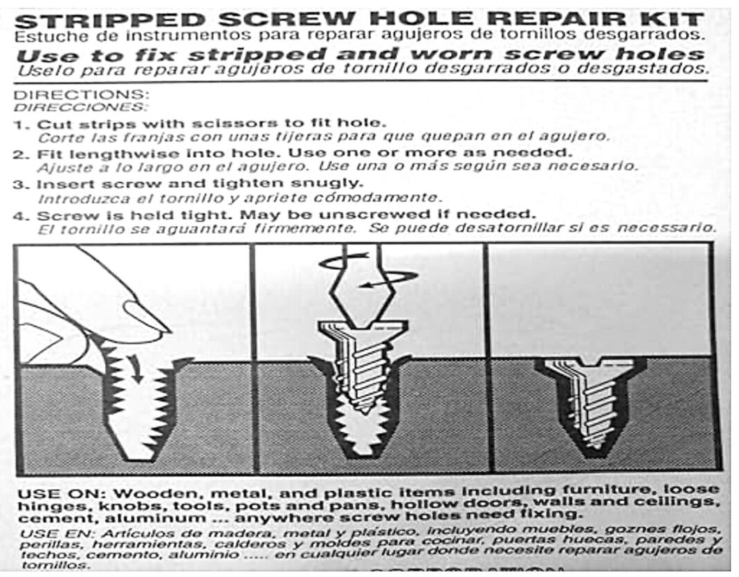 A gadget that easily fixes stripped screw holes