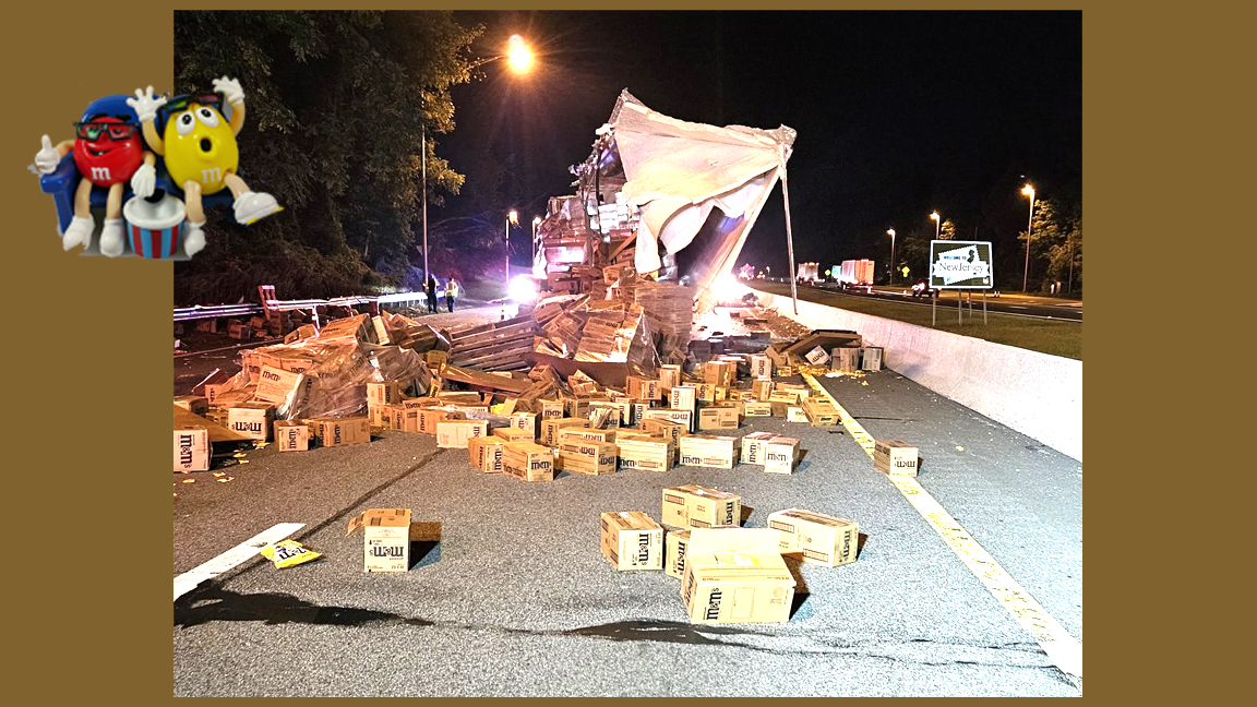 M&M truck crash turns New Jersey highway into a sweet detour for RVers